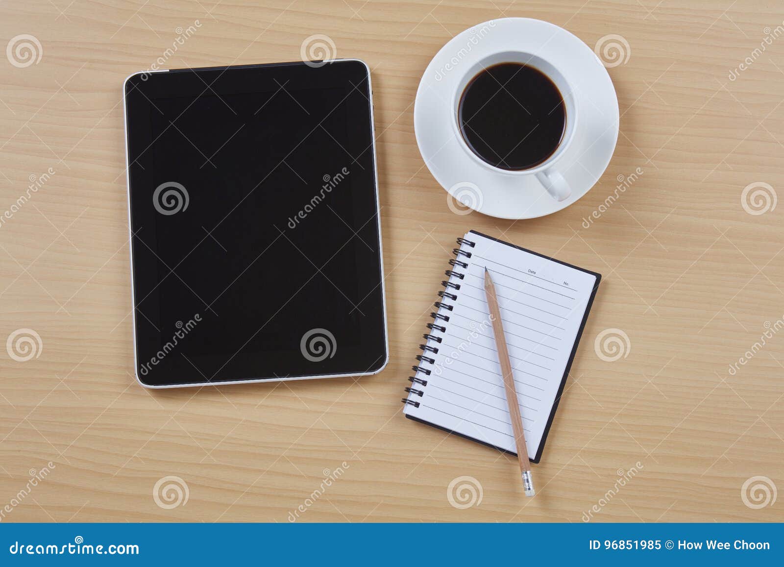 Office Desk with Tablet and Notepad Stock Image - Image of desk ...