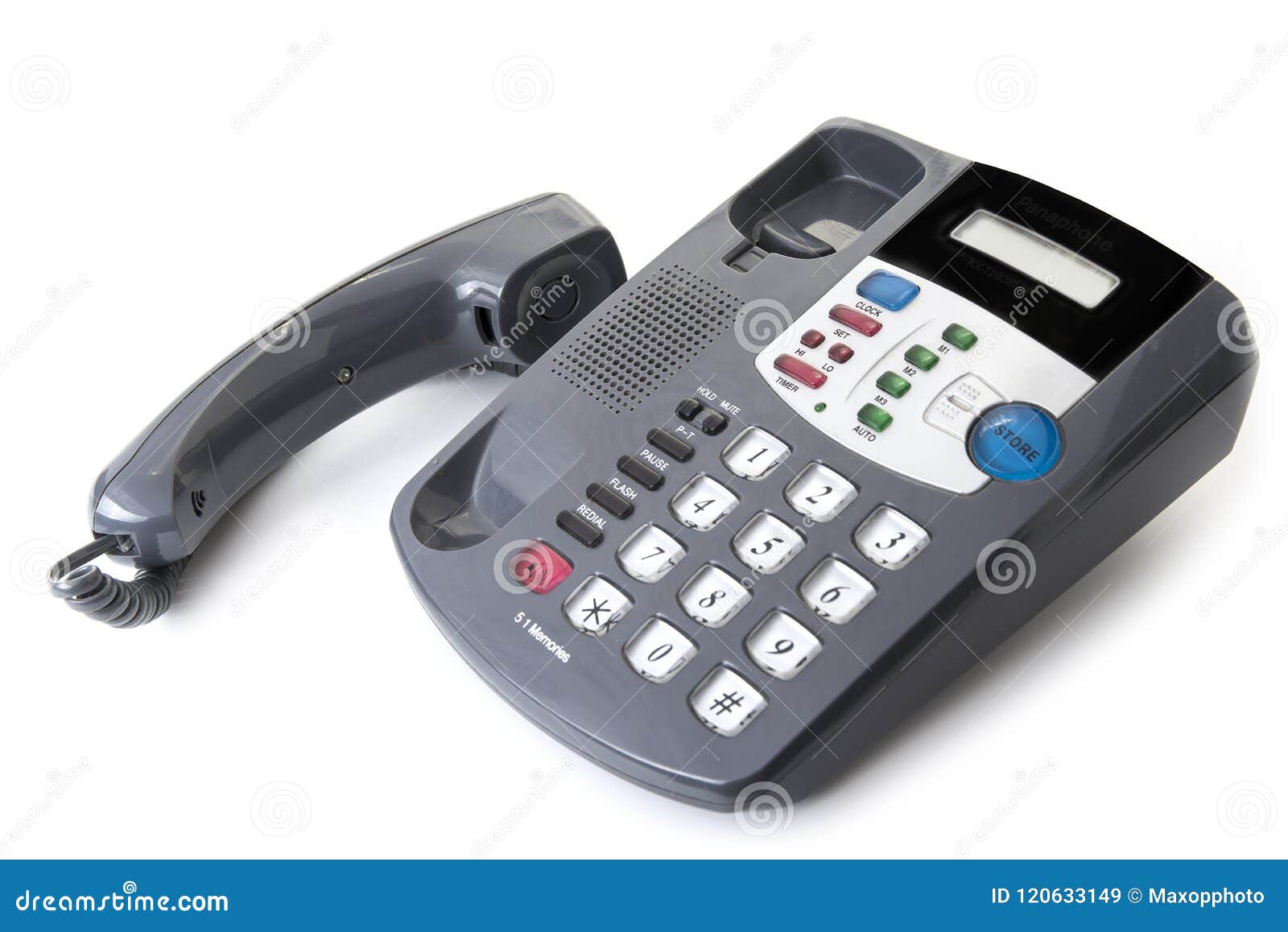 Office Desk Telephone with Coiled Phone Cord. Stock Image - Image of ...