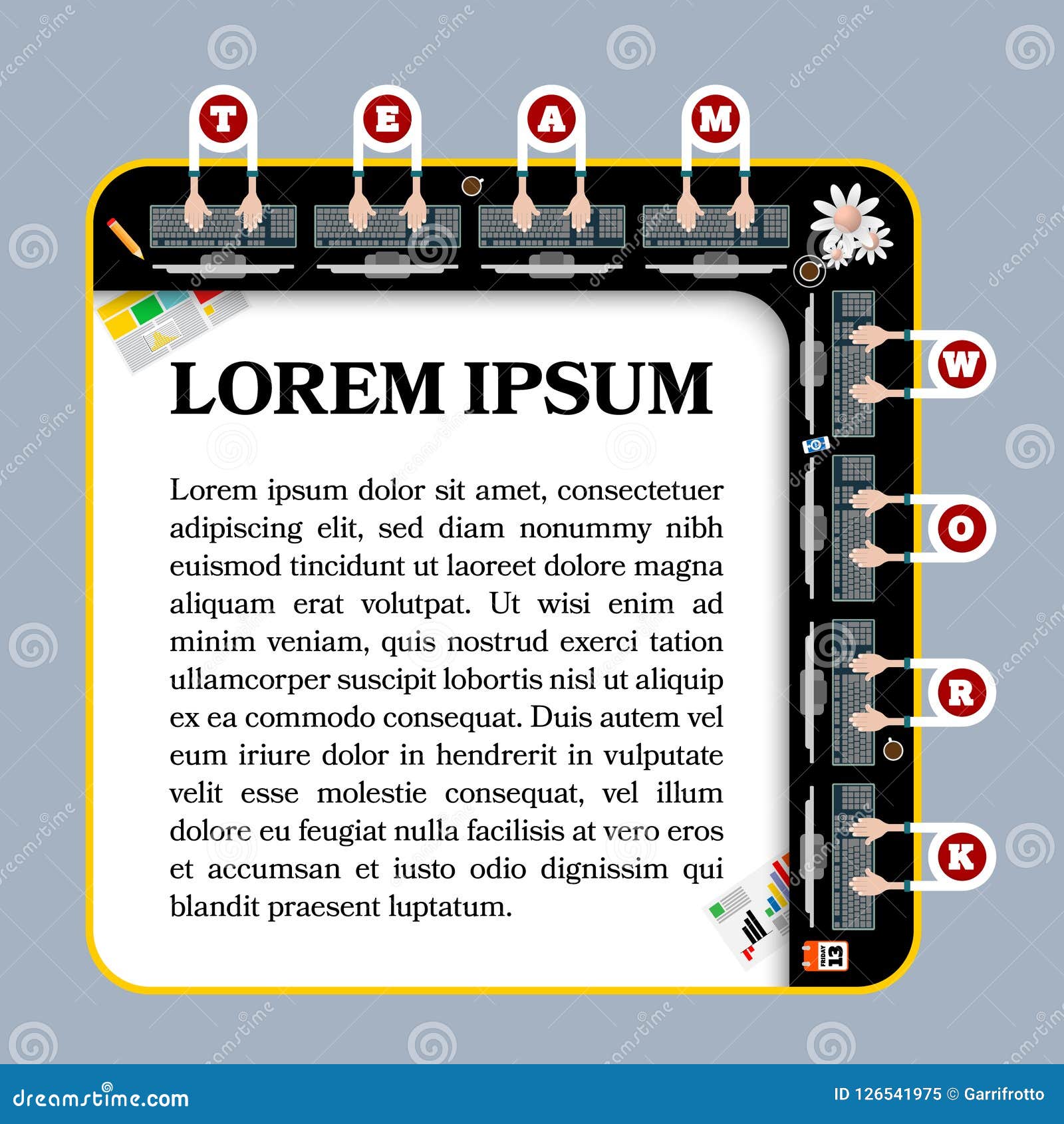 Office Desk with the Theme of Teamwork Stock Illustration ...