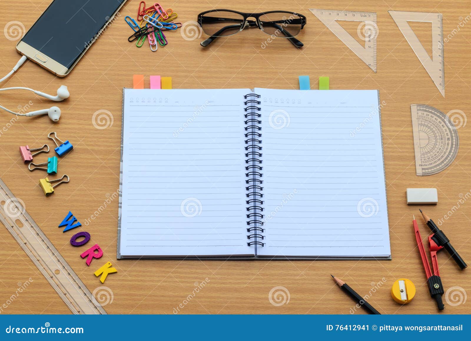Office desk tools for work stock image. Image of document - 76412941