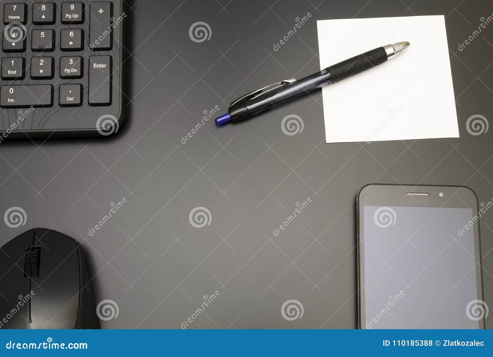Office desk top view stock photo. Image of modern, isolated - 110185388
