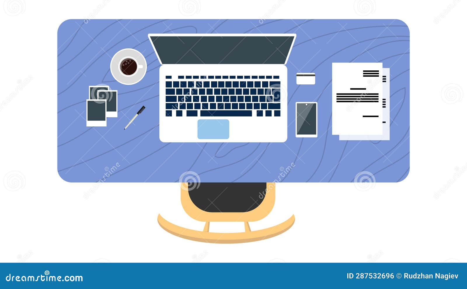 Office Desk Top View Vector Concept Stock Vector - Illustration of ...
