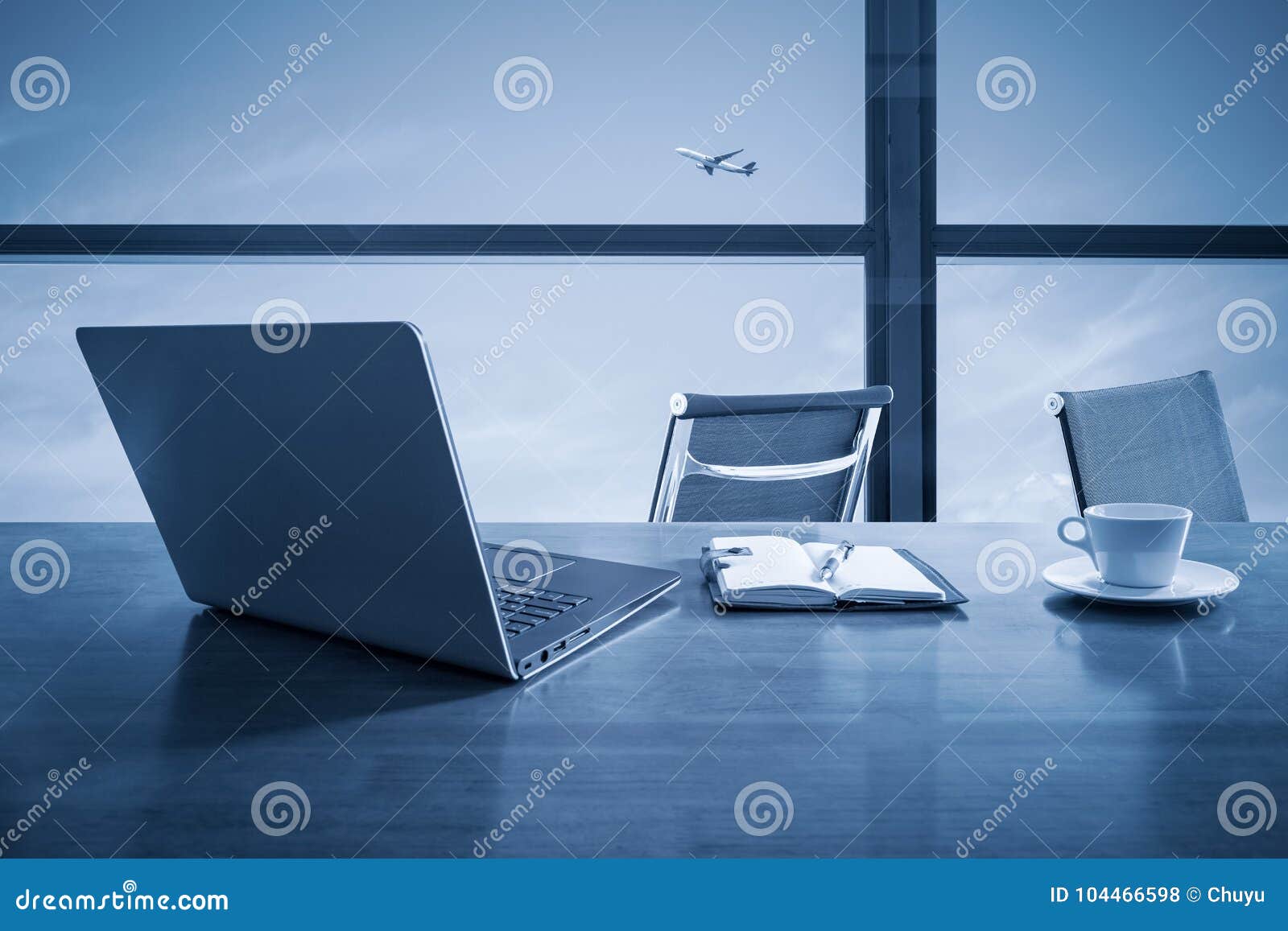Office Desk with Window Scene Stock Photo - Image of coffee, laptop ...