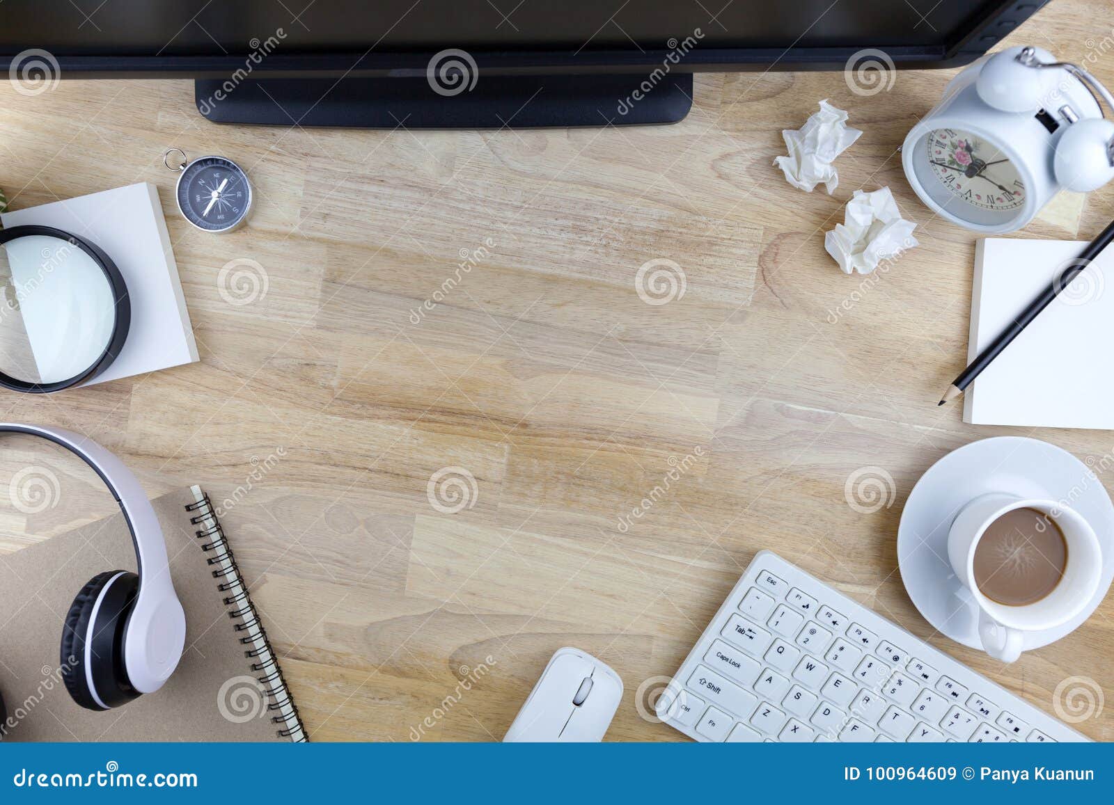 Office Desk Wood Table of Business Workplace and Business Object Stock ...