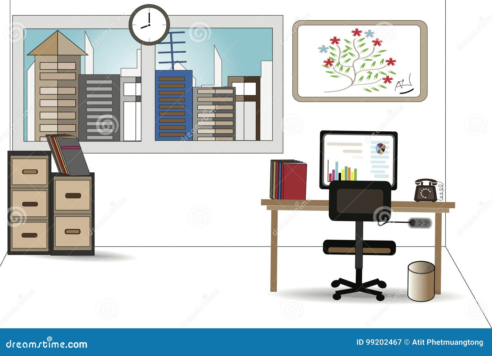 Office Desks, Computer Vector Graphics - Concept of Business. Stock ...