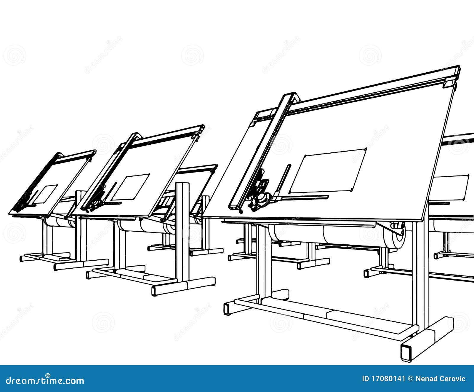 Office Desks for Drawing Vector 05 Stock Vector - Illustration of ...