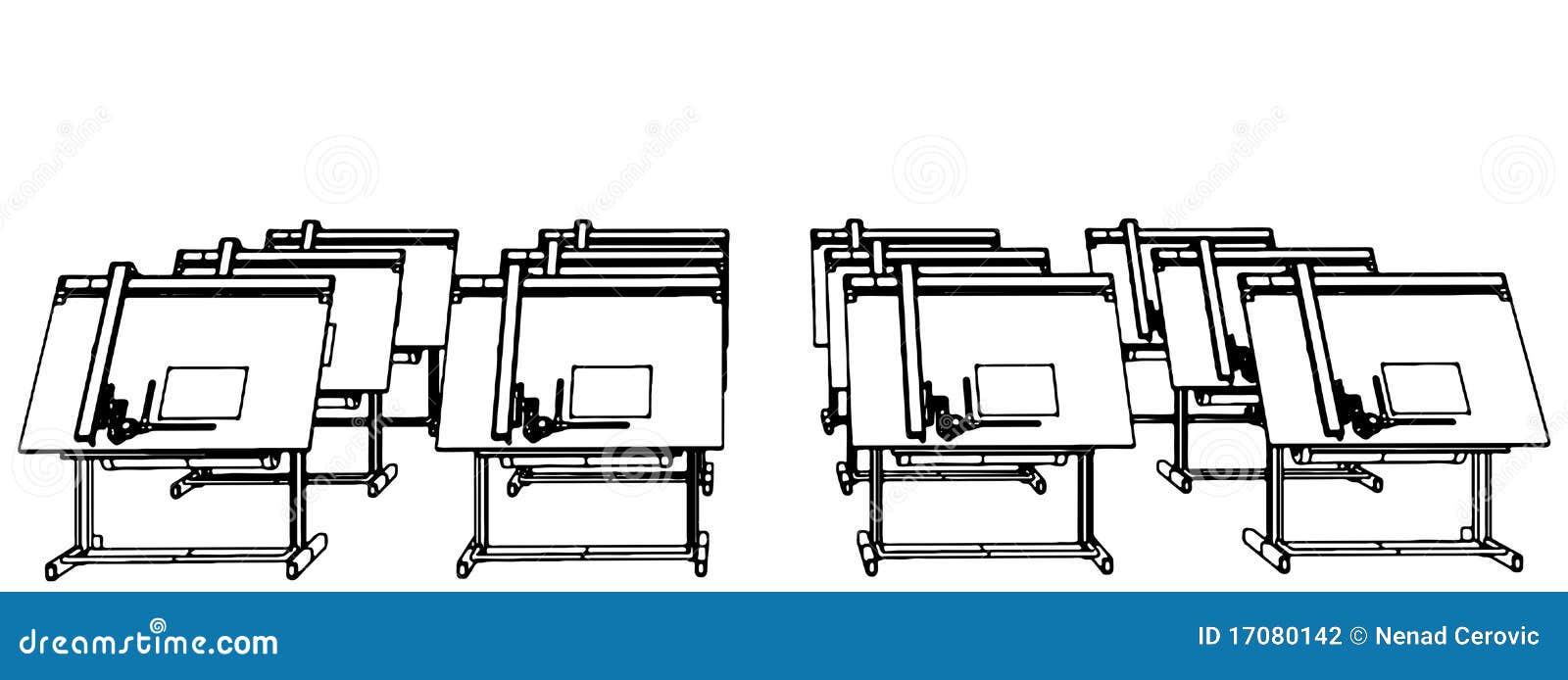 Office Desks for Drawing Vector 06 Stock Vector - Illustration of ...