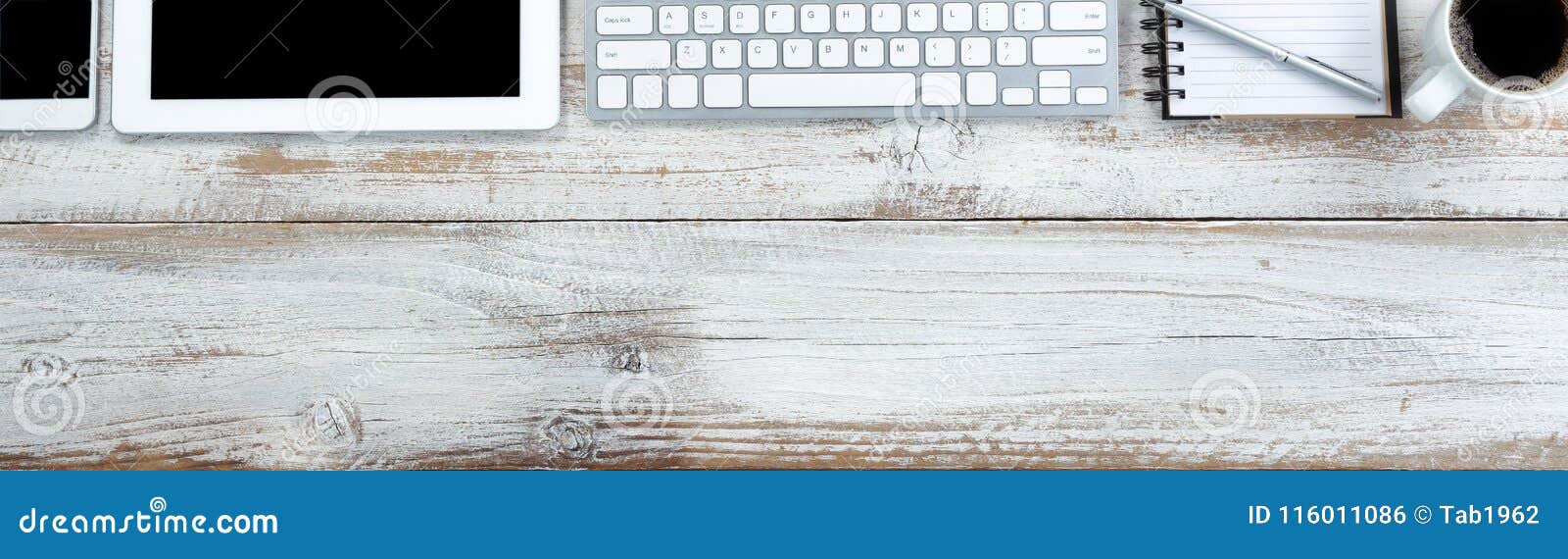 White Vintage Office Desktop Border in Top View Stock Photo - Image of ...