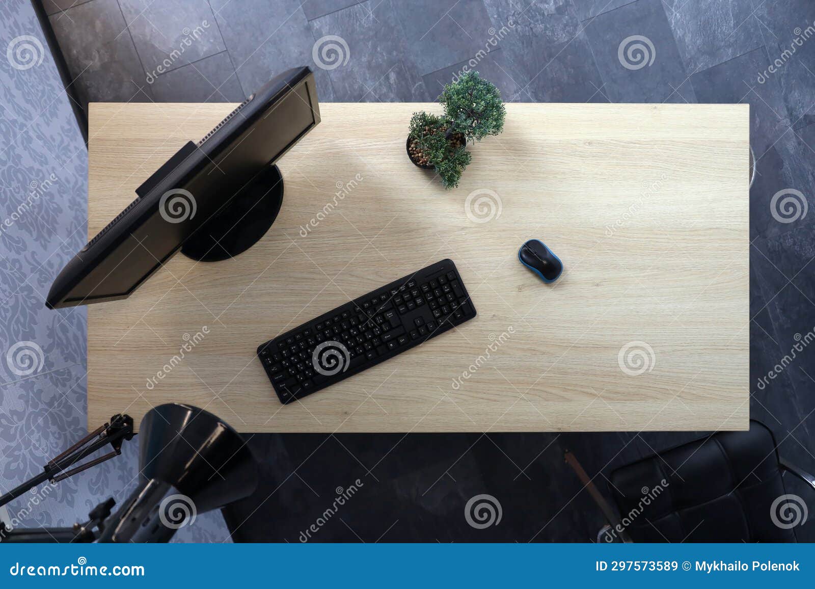 Office Desktop with Computer and Accessories Stock Image - Image of ...