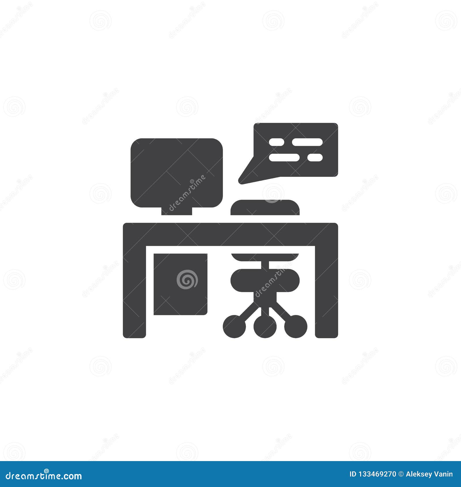 Office Desktop Computer Vector Icon Stock Vector - Illustration of desk ...