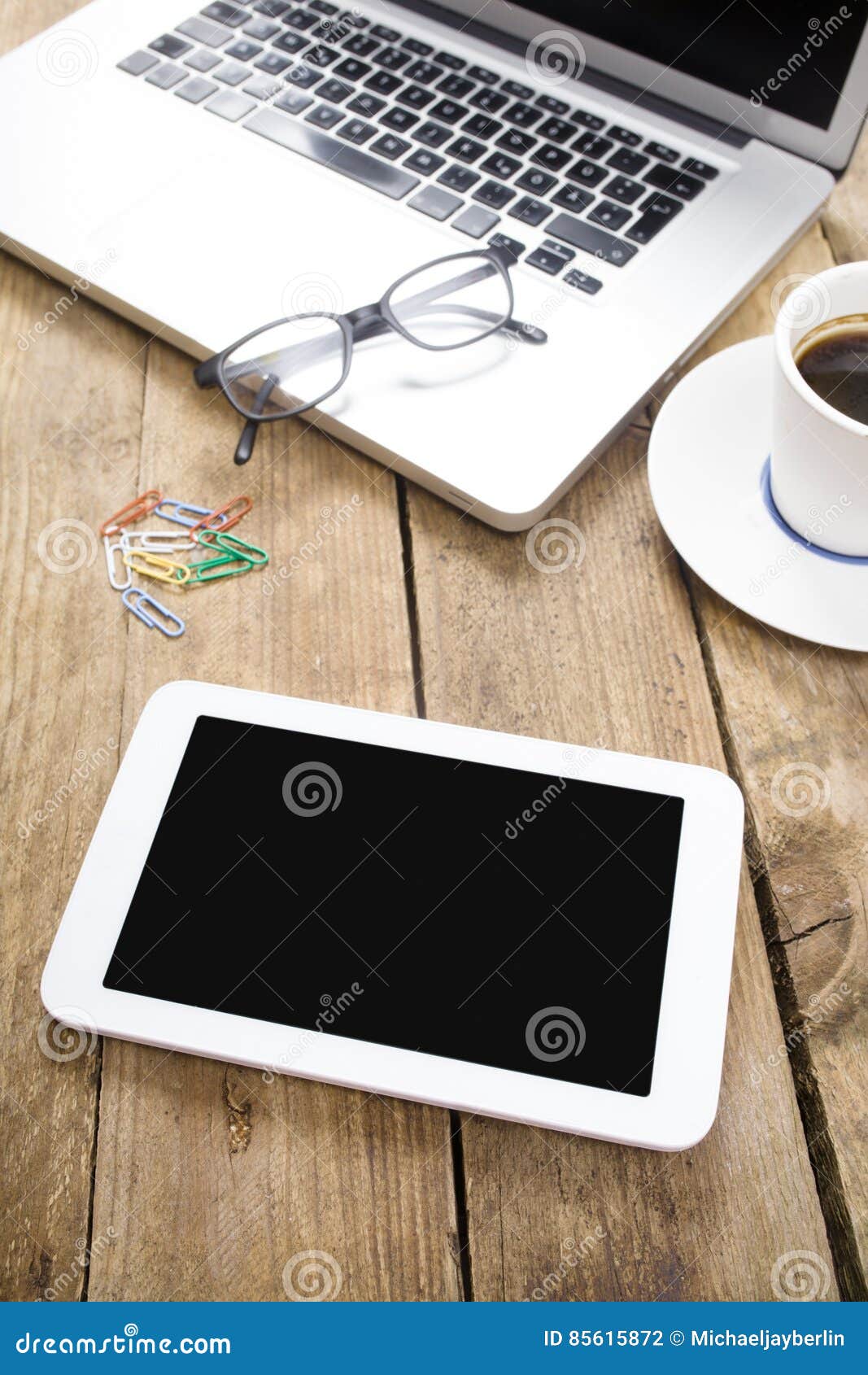 Office Desktop with Electronic Devices Stock Photo - Image of phone ...