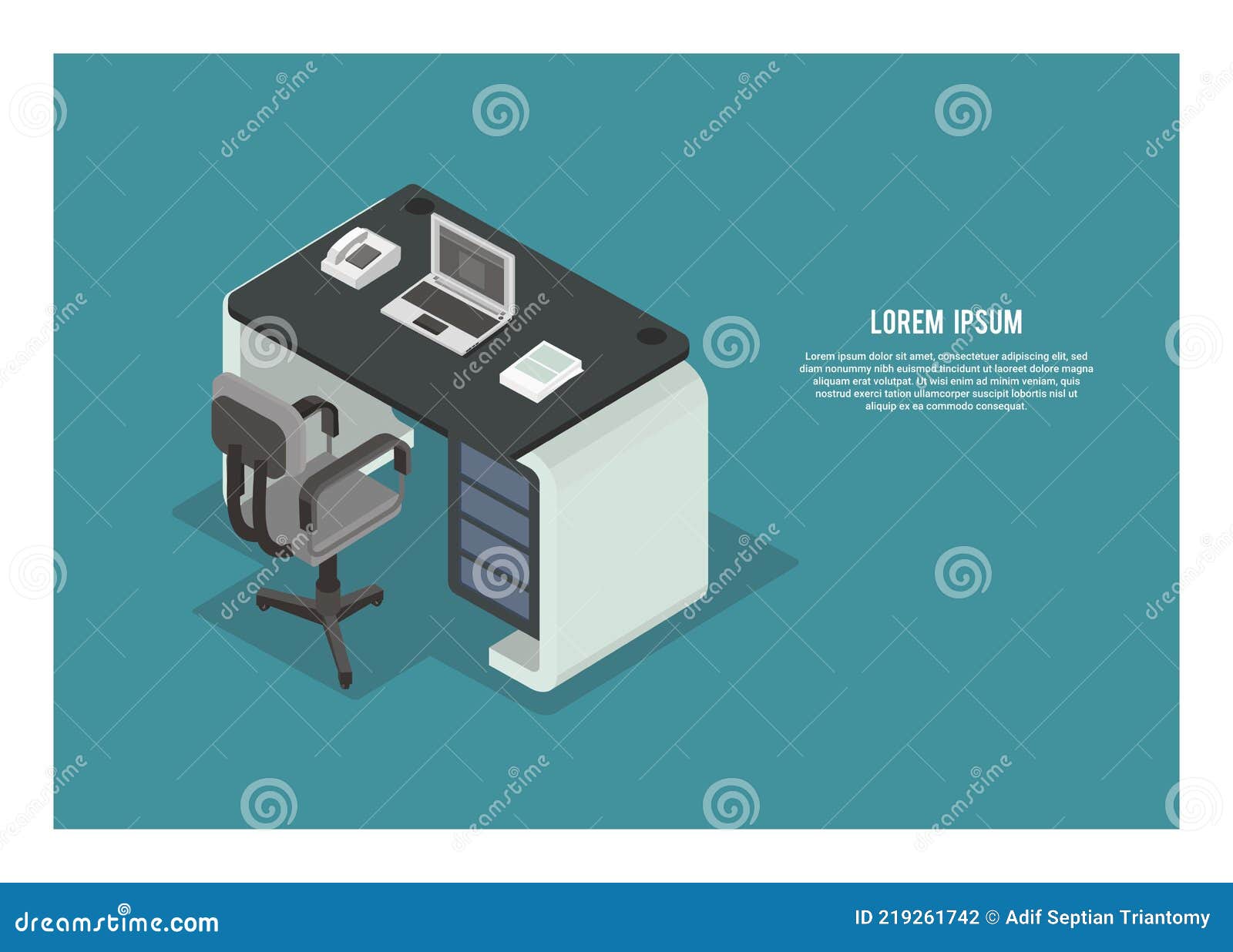 Office Desktop in Isometric View. Simple Flat Illustration. Stock ...