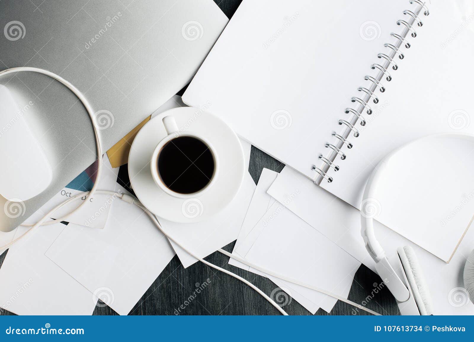 Office desktop with items stock photo. Image of copyspace - 107613734