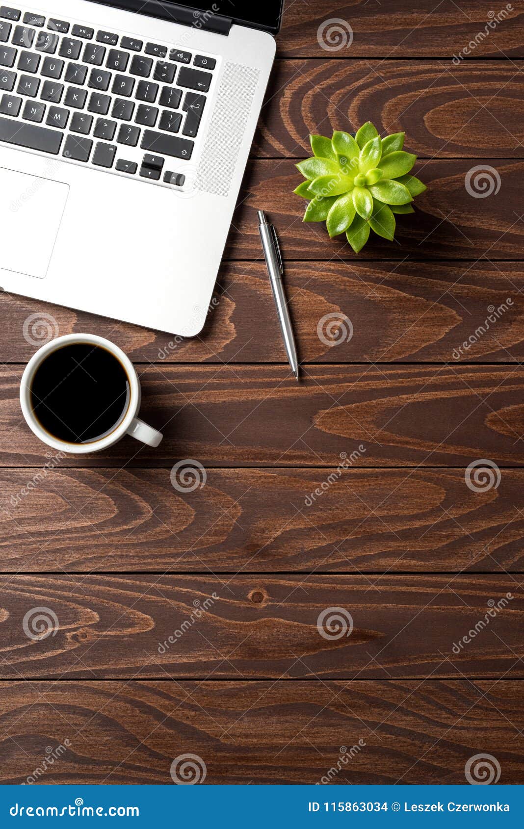 Office Desktop with Laptop. Stock Photo - Image of overhead, computer ...