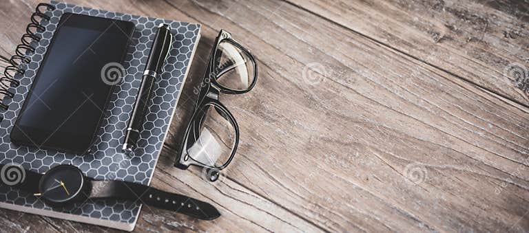 Office Desktop with Personal Items Stock Photo - Image of eyeglasses ...