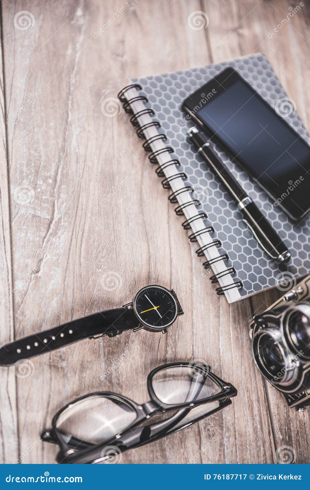 Office Desktop with Personal Items Stock Image - Image of medium ...