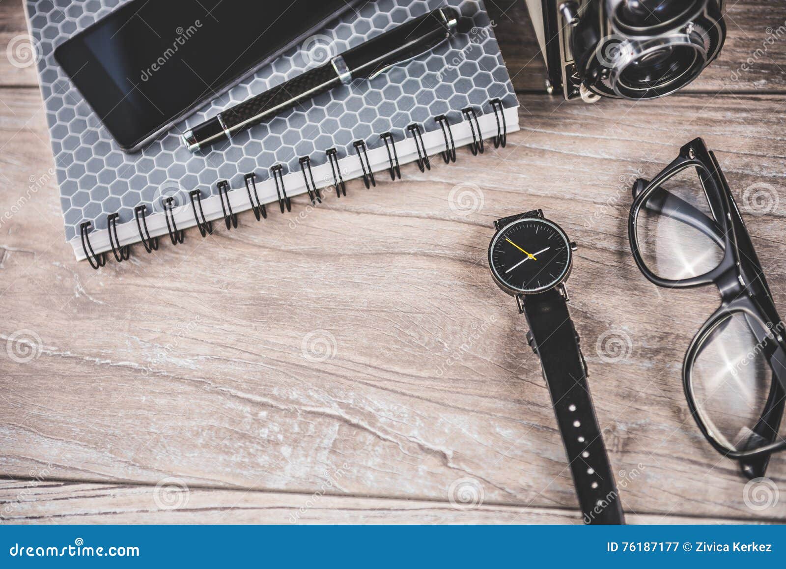 Office Desktop with Personal Items Stock Image - Image of medium ...