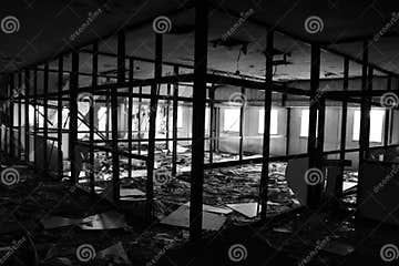 Office destroyed by fire stock photo. Image of ceiling - 2561434