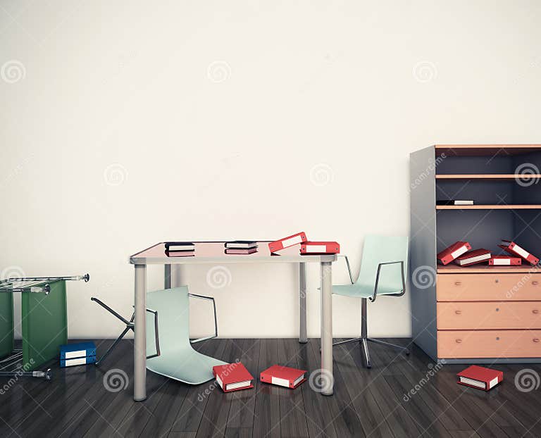 Office Disorder Chaos Destruction Stock Illustration - Illustration of ...