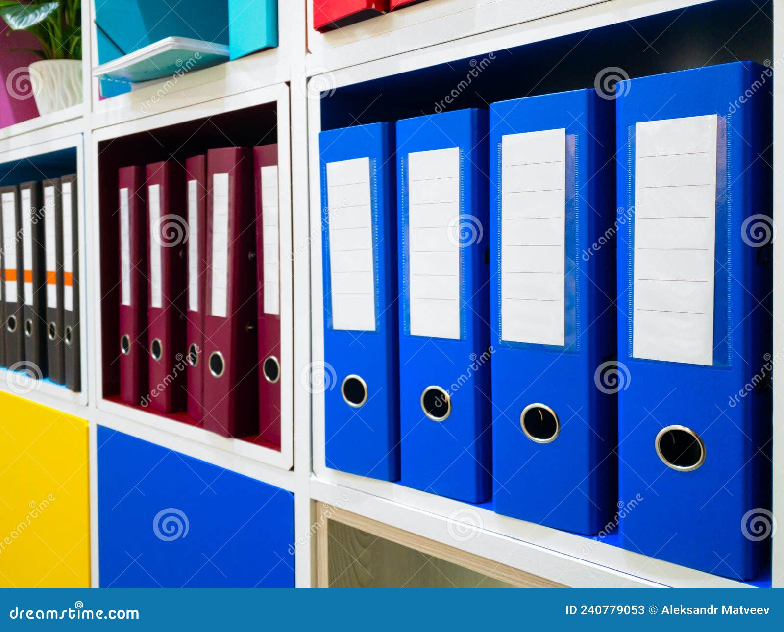Office Document Folders Standing in a Row Stock Image - Image of color ...