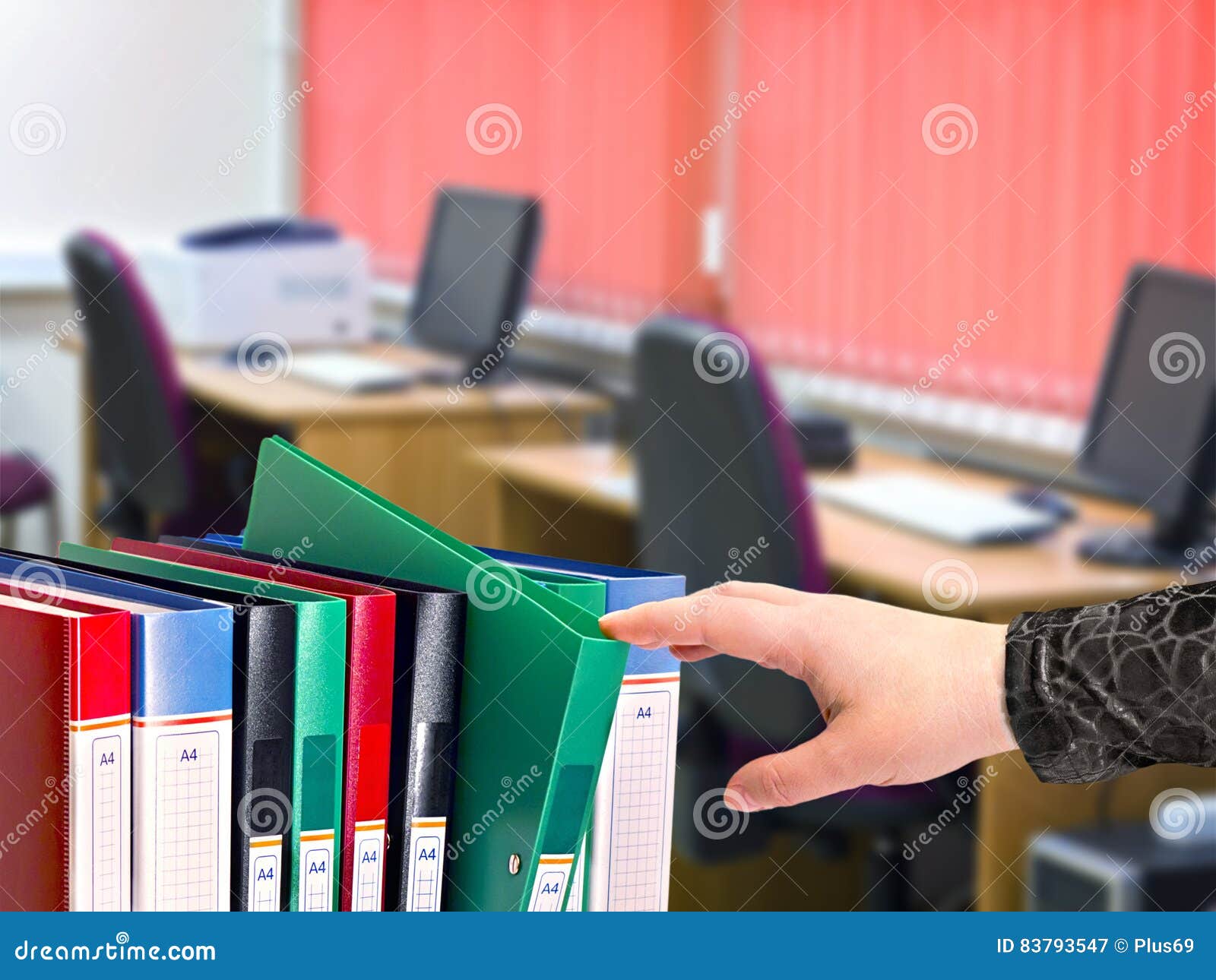 Office Document Folders Standing in a Row Stock Image - Image of hand ...