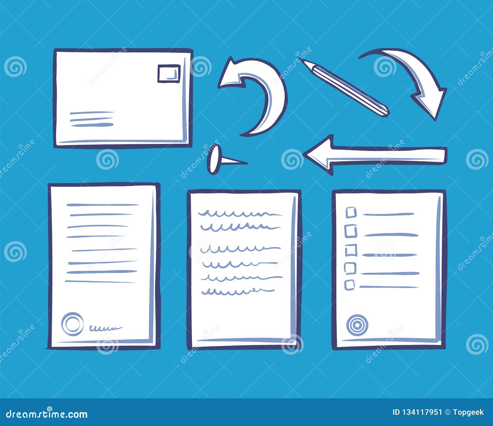 Office Document and Pin for Fixation Set Vector Stock Vector ...