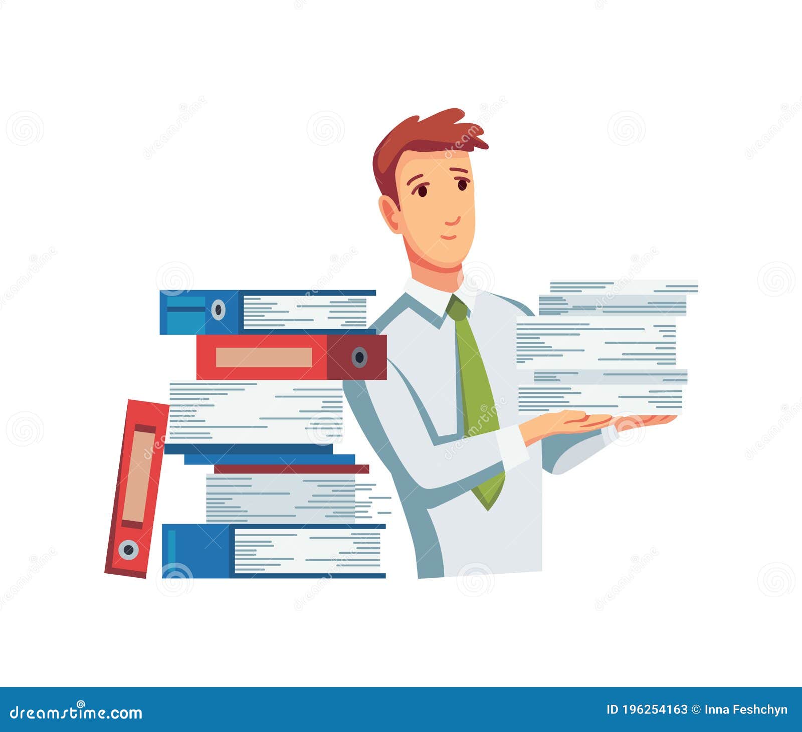 Office Documents from Copier. Office Worker with Stack of Documents ...