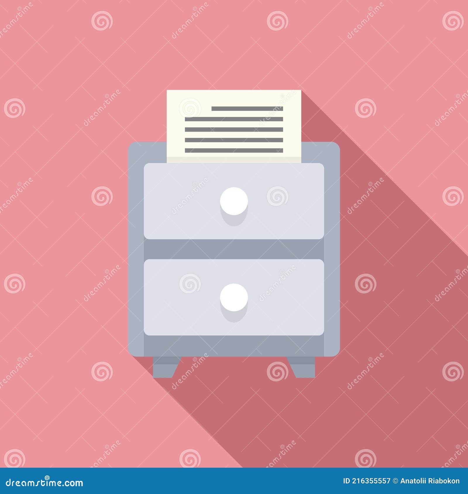 Office Documents Drawer Icon, Flat Style Stock Vector - Illustration of ...