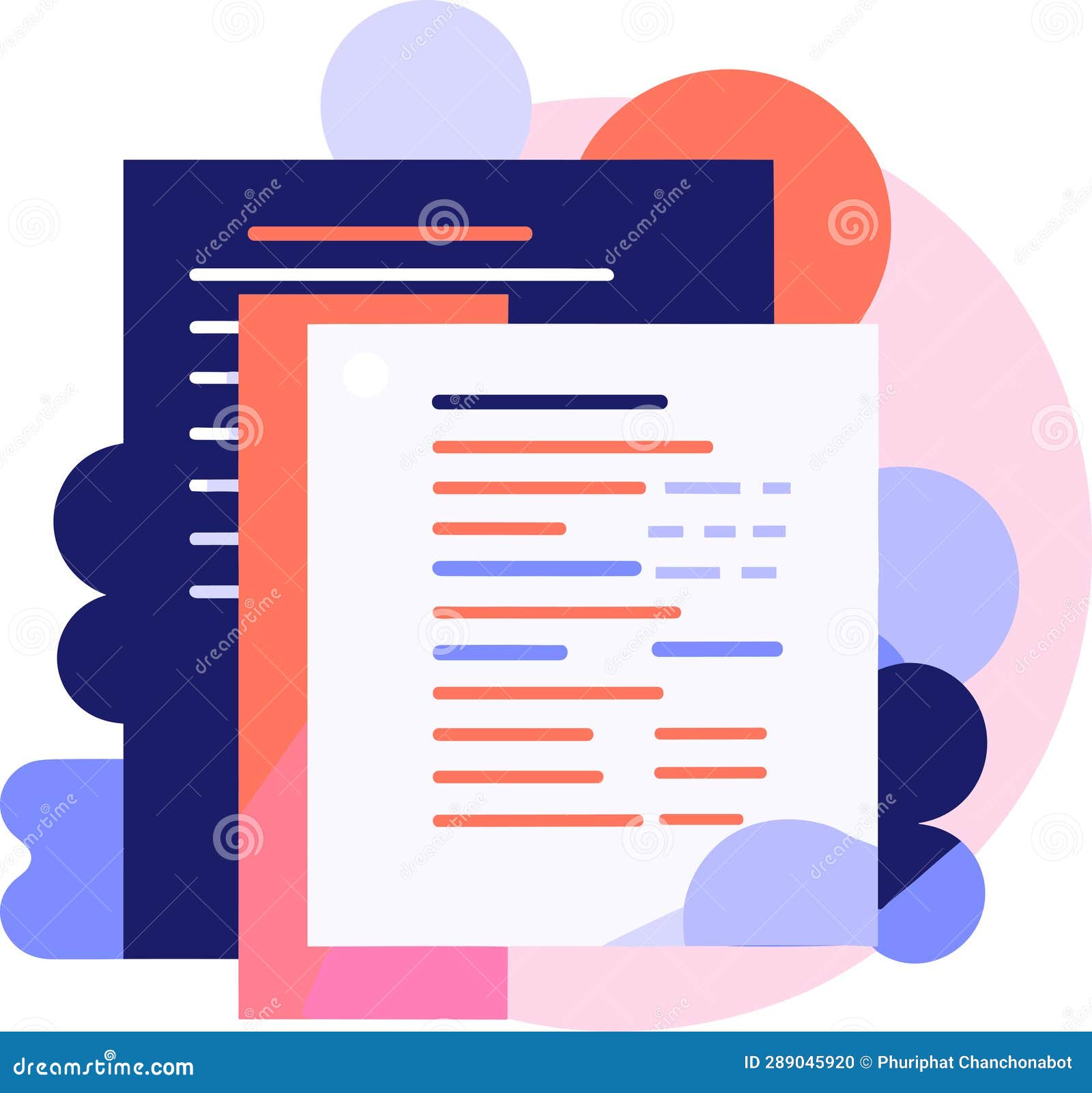 Office Documents and Equipment in UX UI Flat Style Stock Vector ...