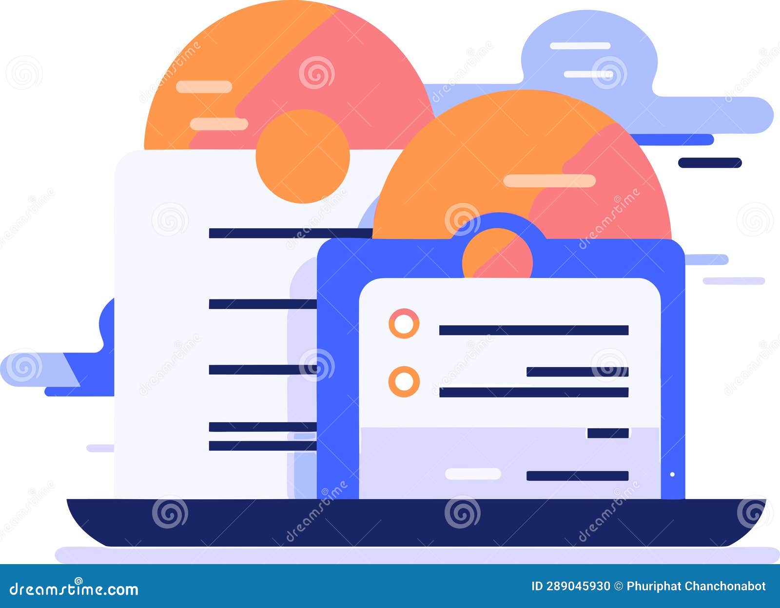 Office Documents and Equipment in UX UI Flat Style Stock Vector ...