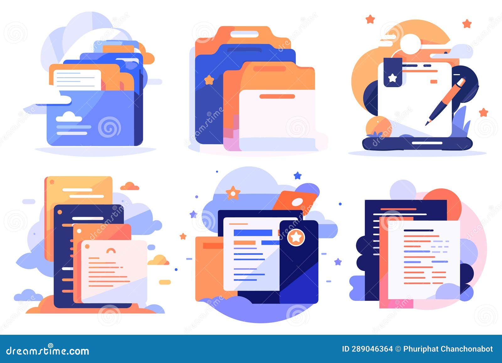 Office Documents and Equipment in UX UI Flat Style Stock Vector ...