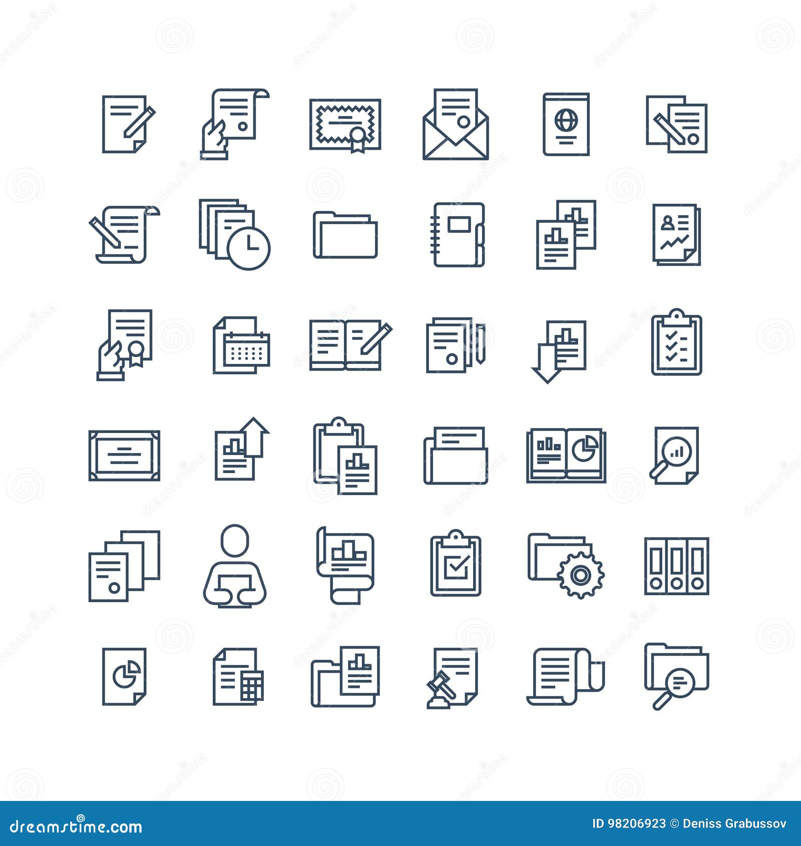 Office documents icon set stock vector. Illustration of checkmark ...