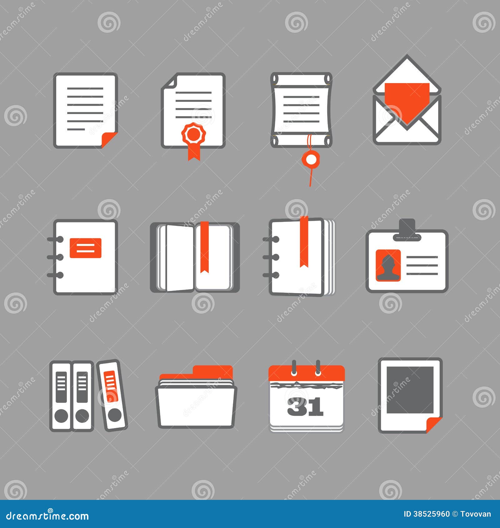 Office documents icons stock illustration. Illustration of archive ...