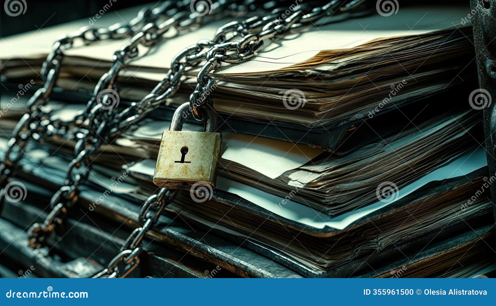 Office Documents, is Securely Locked with Heavy Metal Chains and a ...