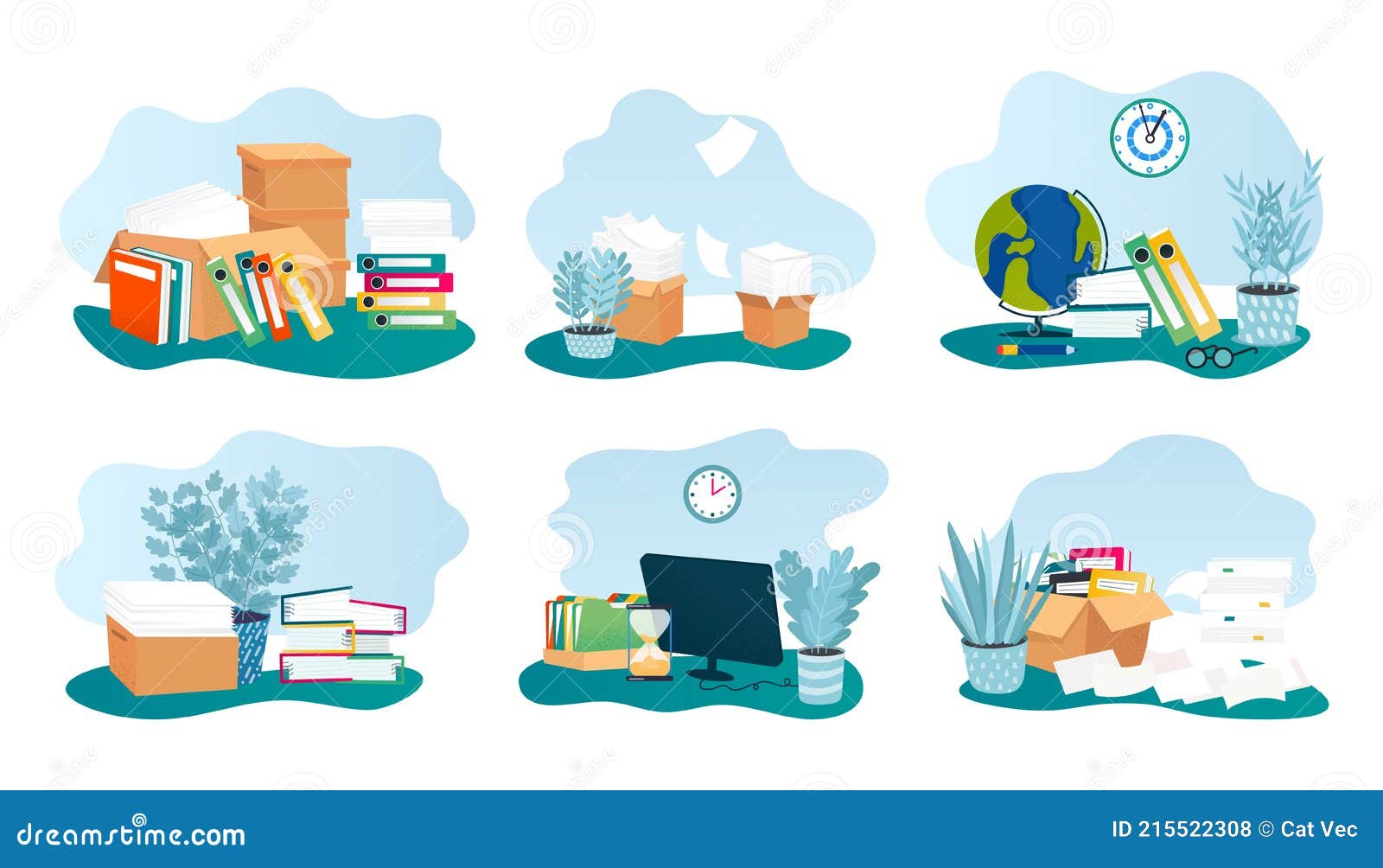 Office Documents Set, Vector Illustration. Business Document, Paper ...