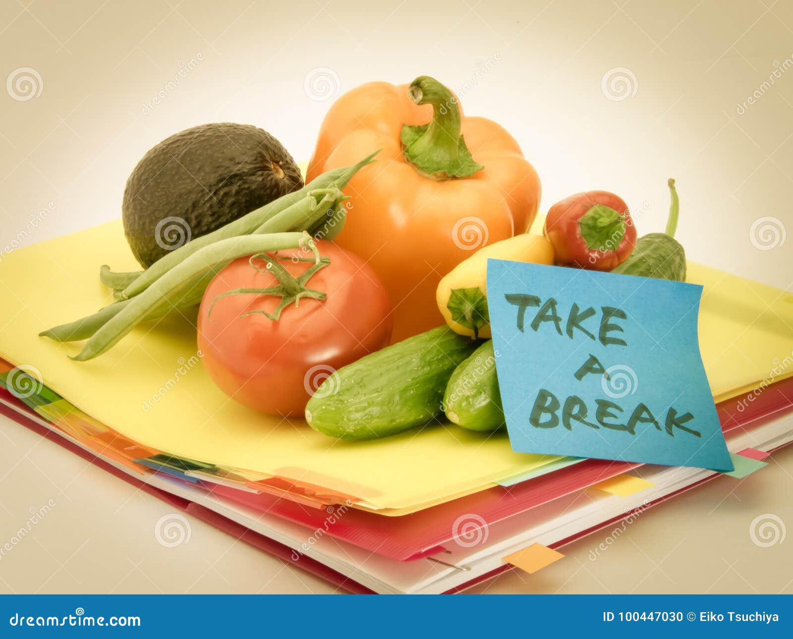 Office Documents and Vegetables; Take a Break Stock Photo - Image of ...