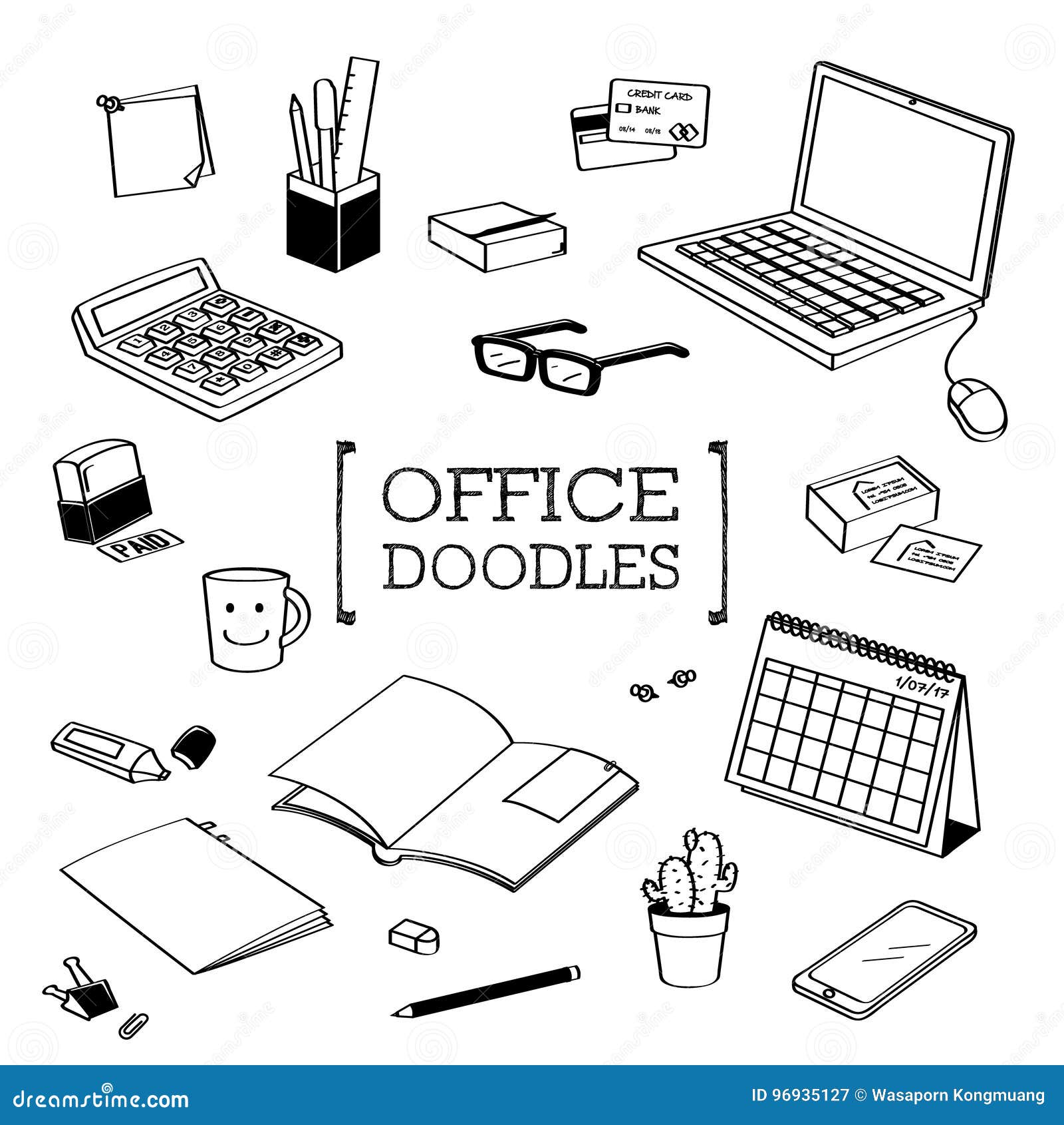 Office Doodle, Hand Drawing Styles of Office. Stock Vector ...