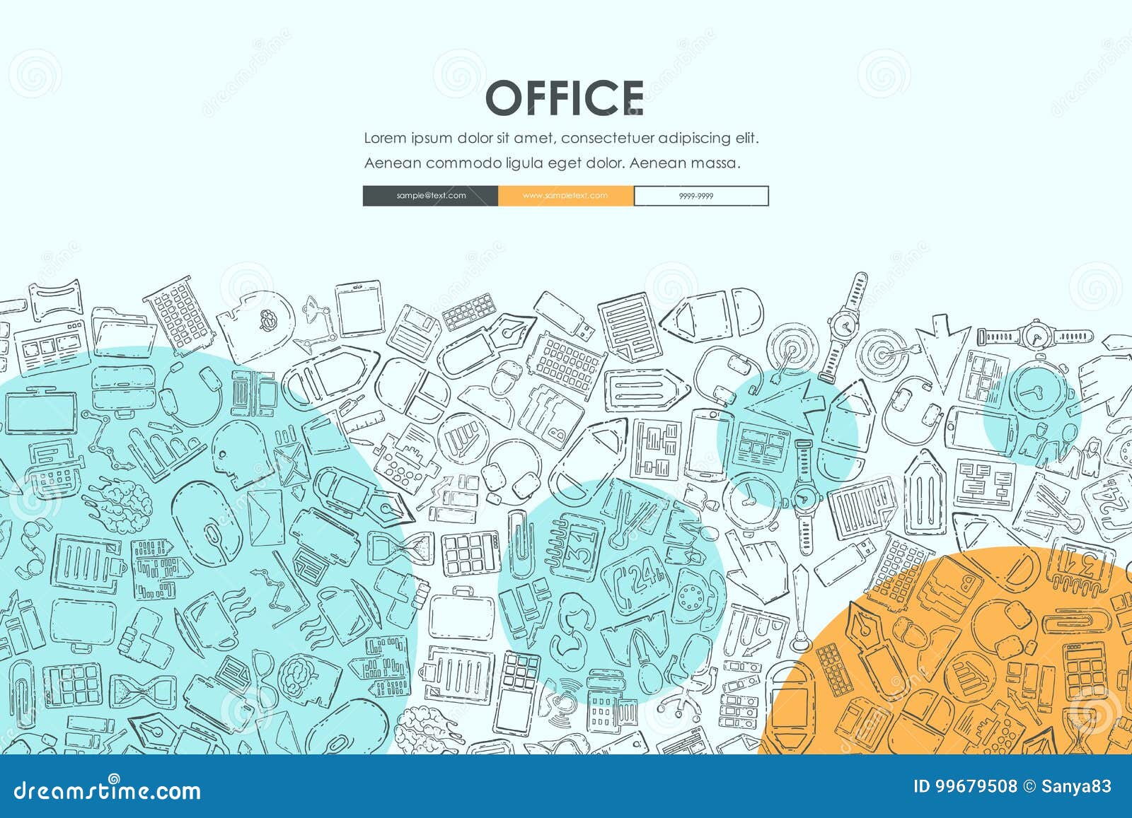 Office Doodle Website Template Design Stock Vector - Illustration of ...