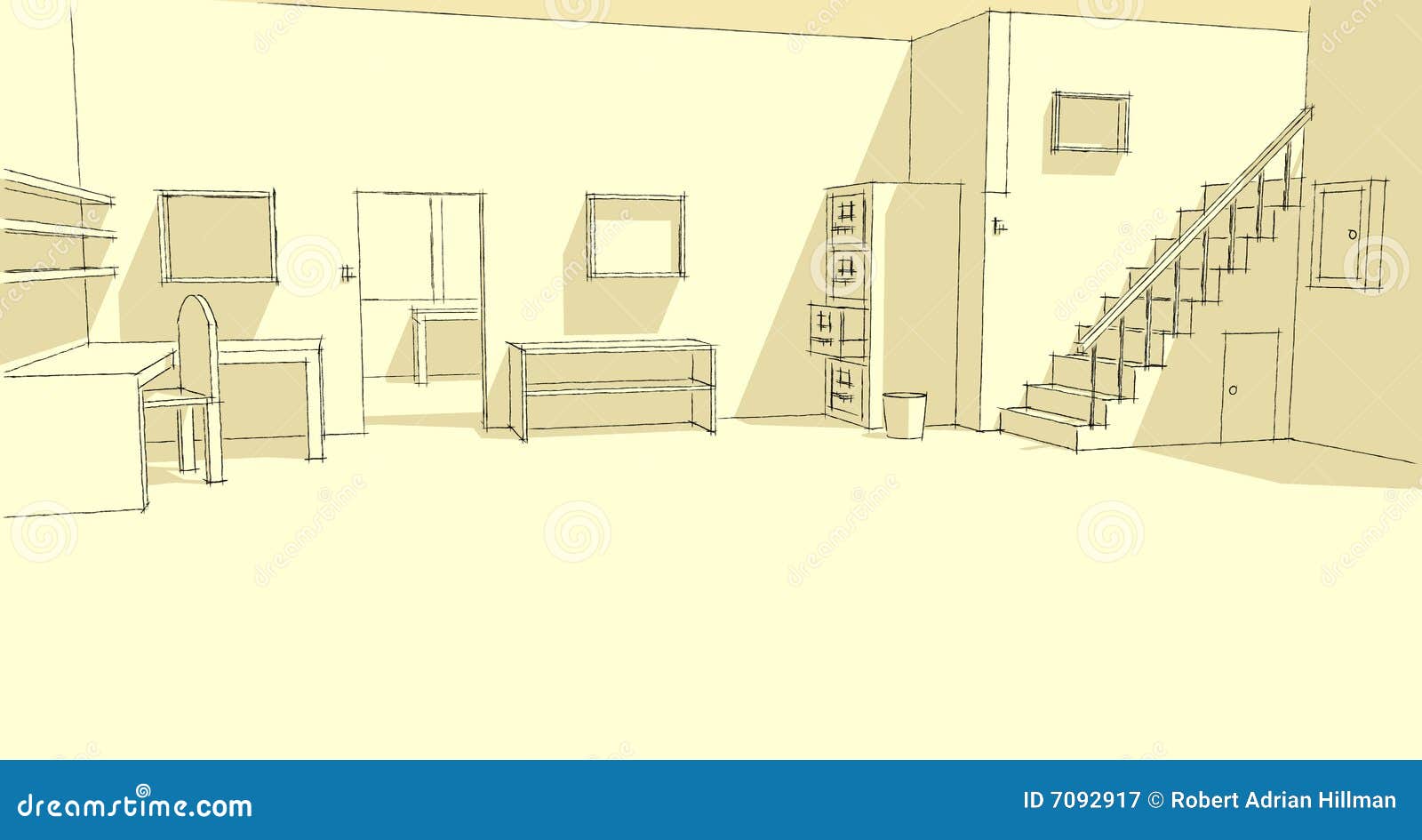 Office drawing stock illustration. Illustration of modern - 7092917