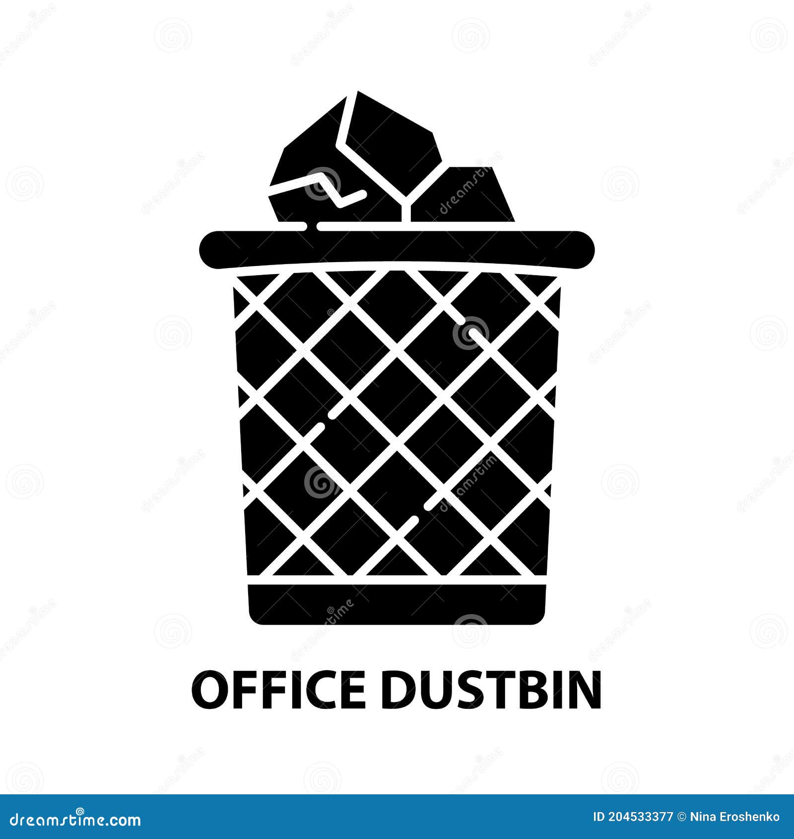 Office Dustbin Icon, Black Vector Sign with Editable Strokes, Concept ...