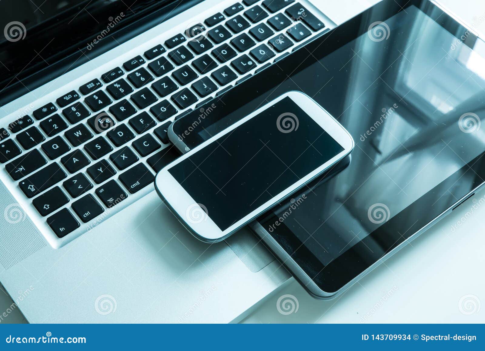Office electronic gadgets stock photo. Image of laptop - 143709934