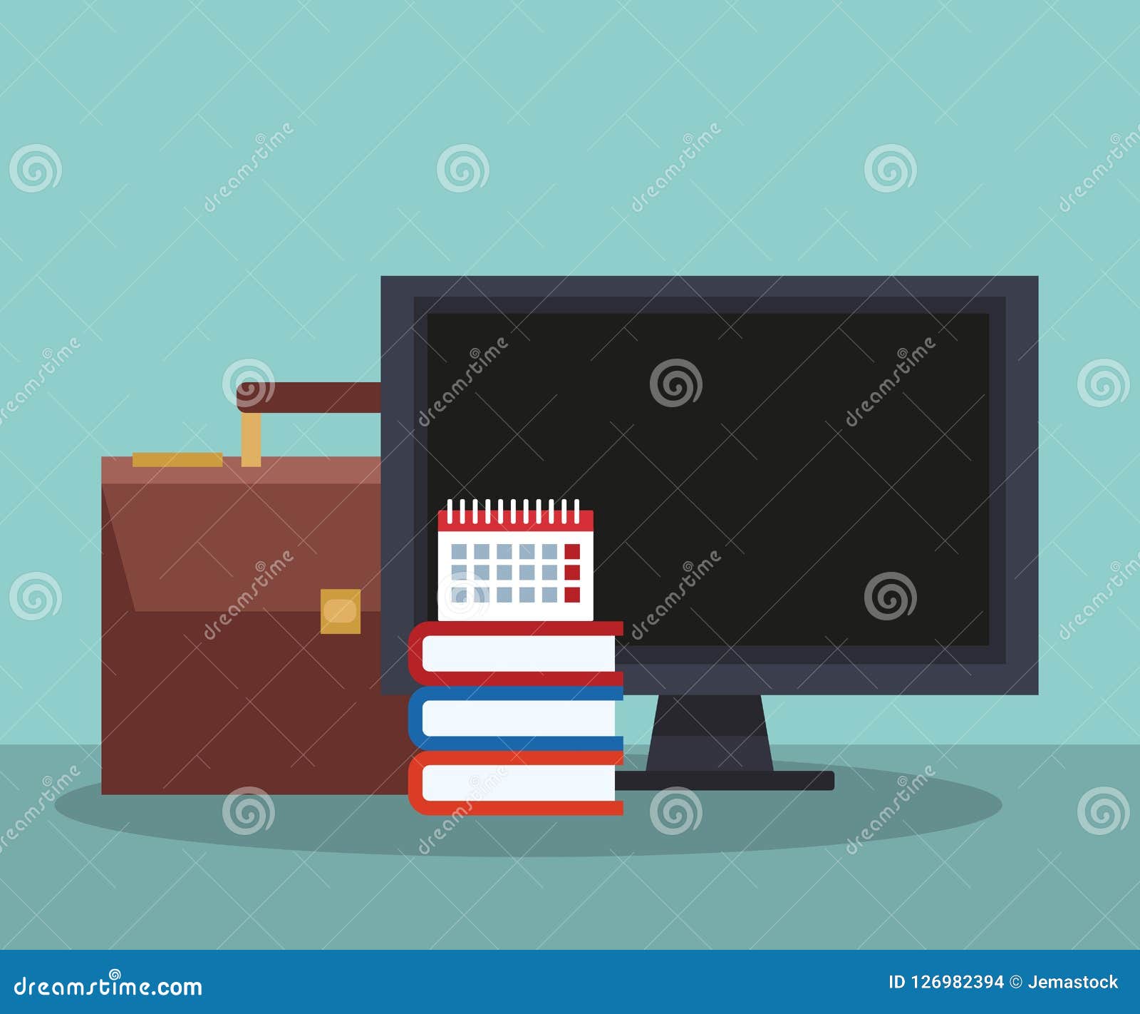 Office elements cartoons stock vector. Illustration of computer - 126982394