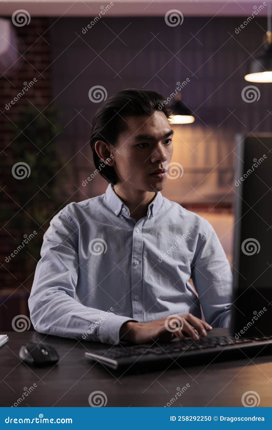 Office Employee Doing Remote Work on Computer Stock Photo - Image of ...
