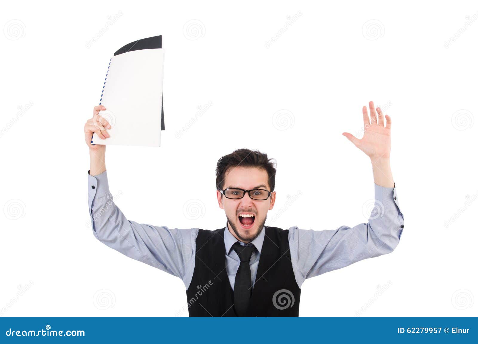 The Office Employee Holding Paper Stock Image - Image of office, nerd ...