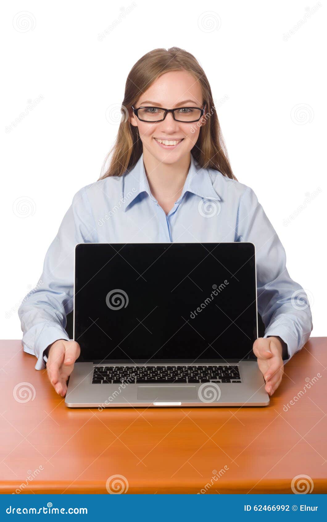 Office Employee with Laptop Isolated on White Stock Photo - Image of ...