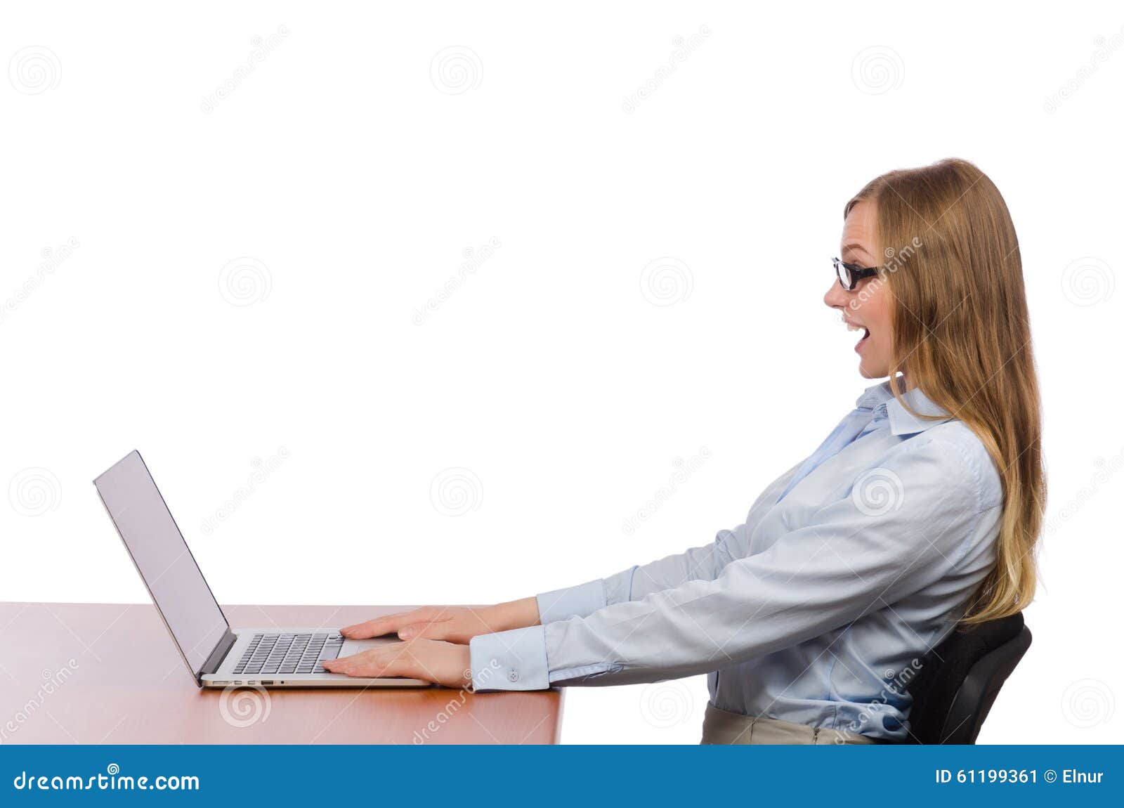 The Office Employee at Work Table with Laptop Stock Image - Image of ...