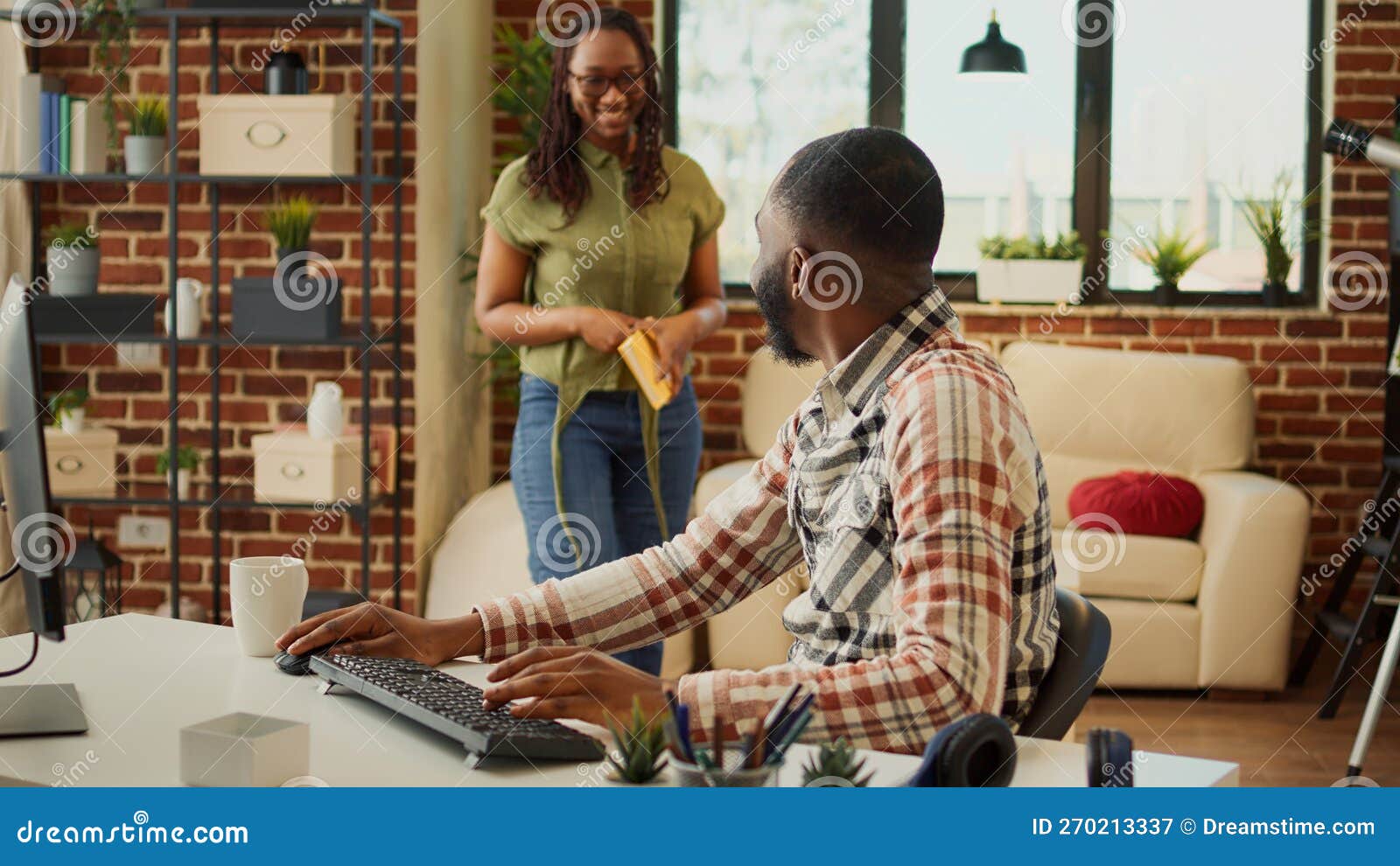 Office Employee Working on Computer at Desk Stock Image - Image of data ...