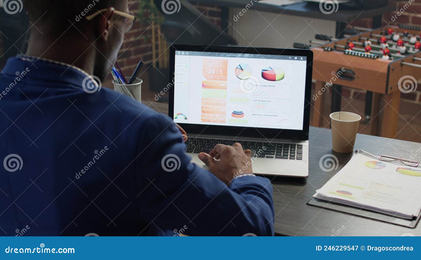 Office Employee Working with Data Statistics at Desk Stock Video ...