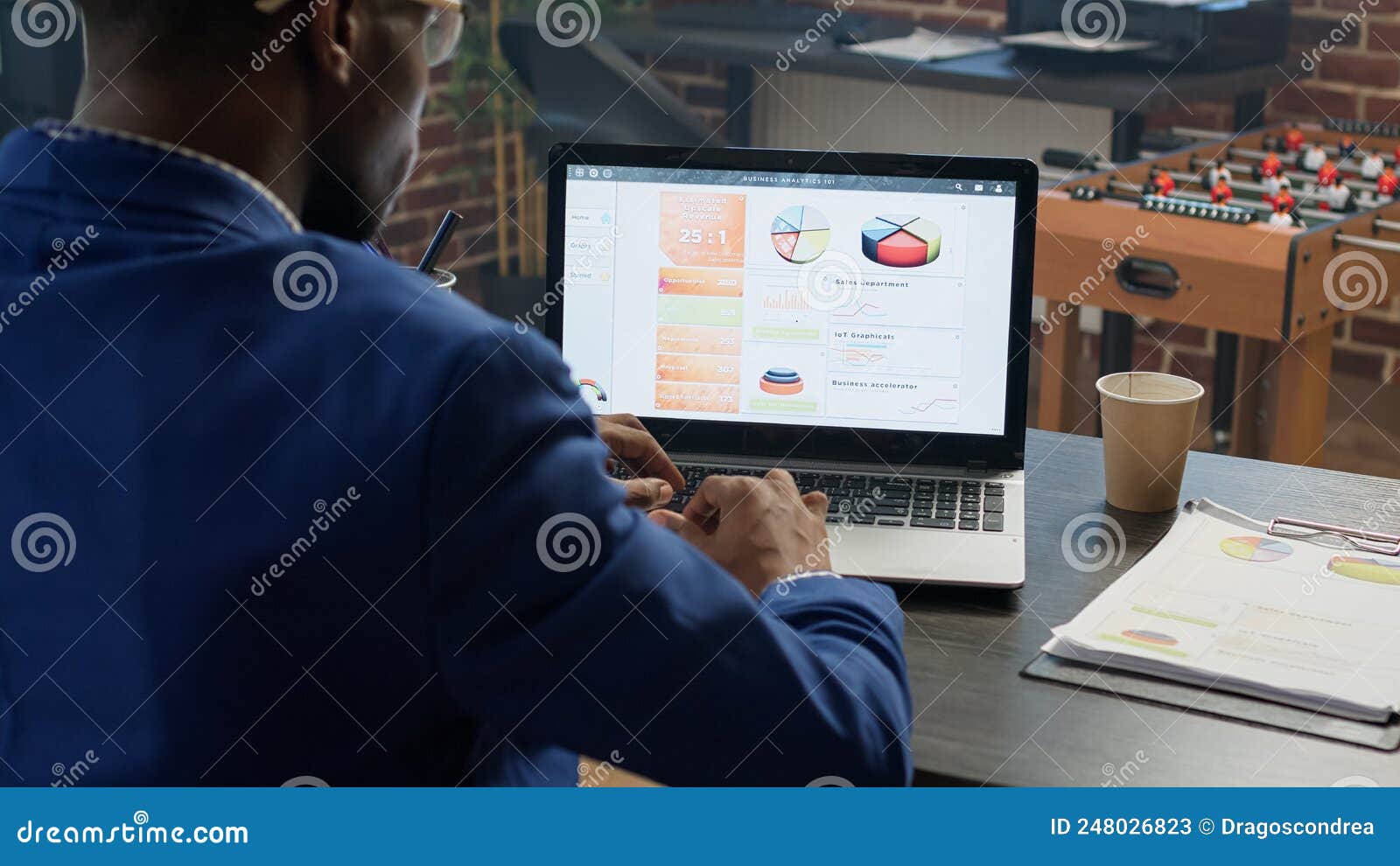 Office Employee Working with Data Statistics at Desk Stock Image ...