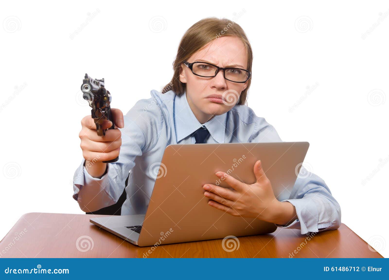 The Office Employee Wth Handgun Isolated on White Stock Photo - Image ...